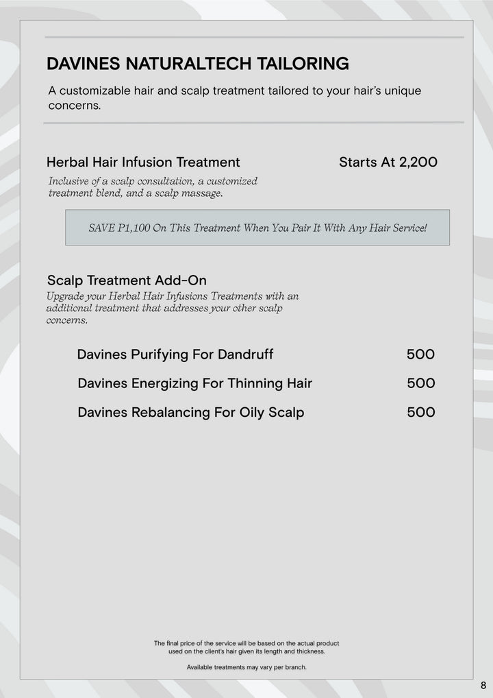 HairMNL Studio Service Menu