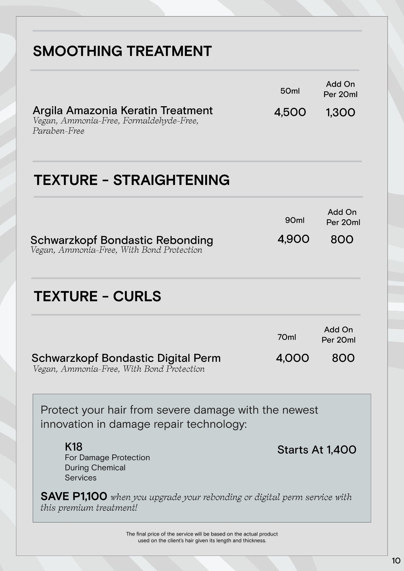 HairMNL Studio Service Menu