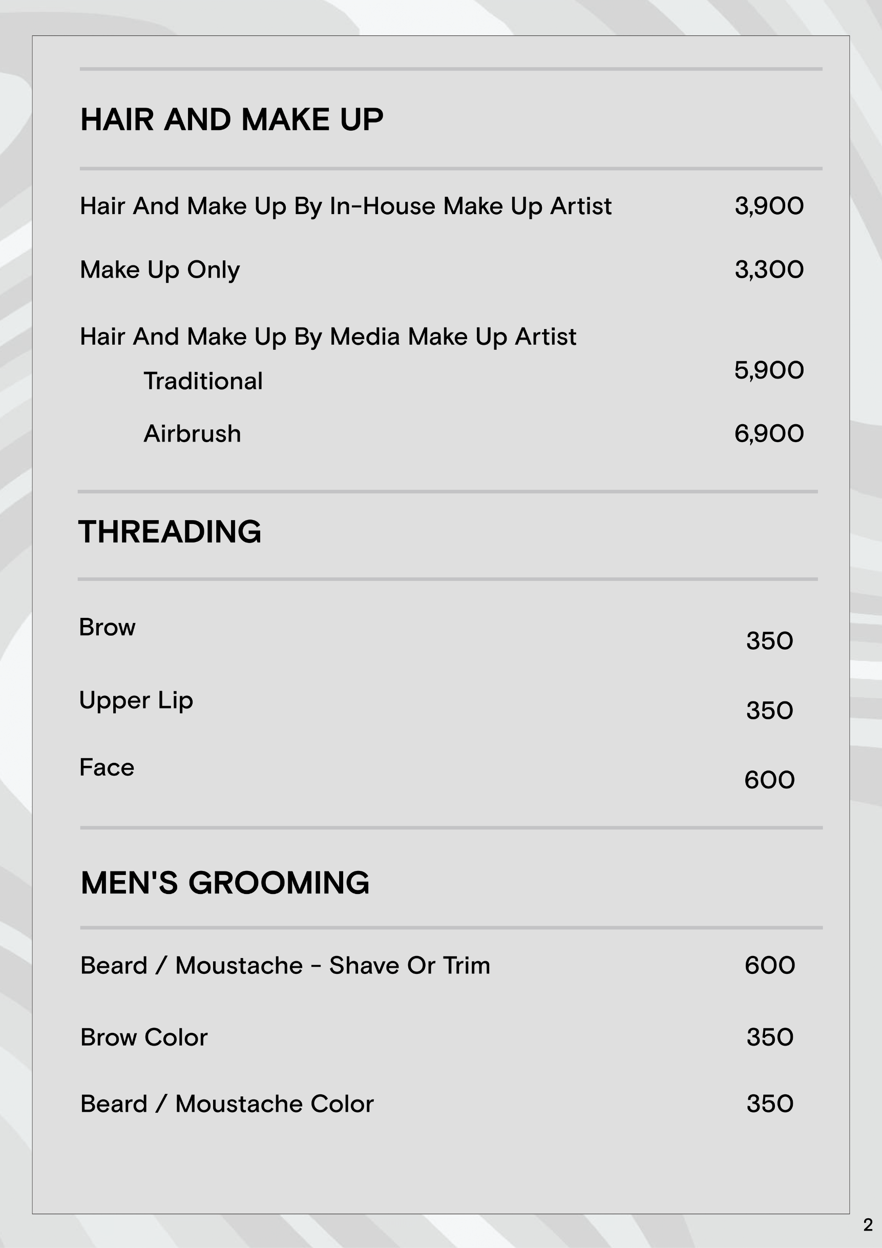 HairMNL Studio Service Menu